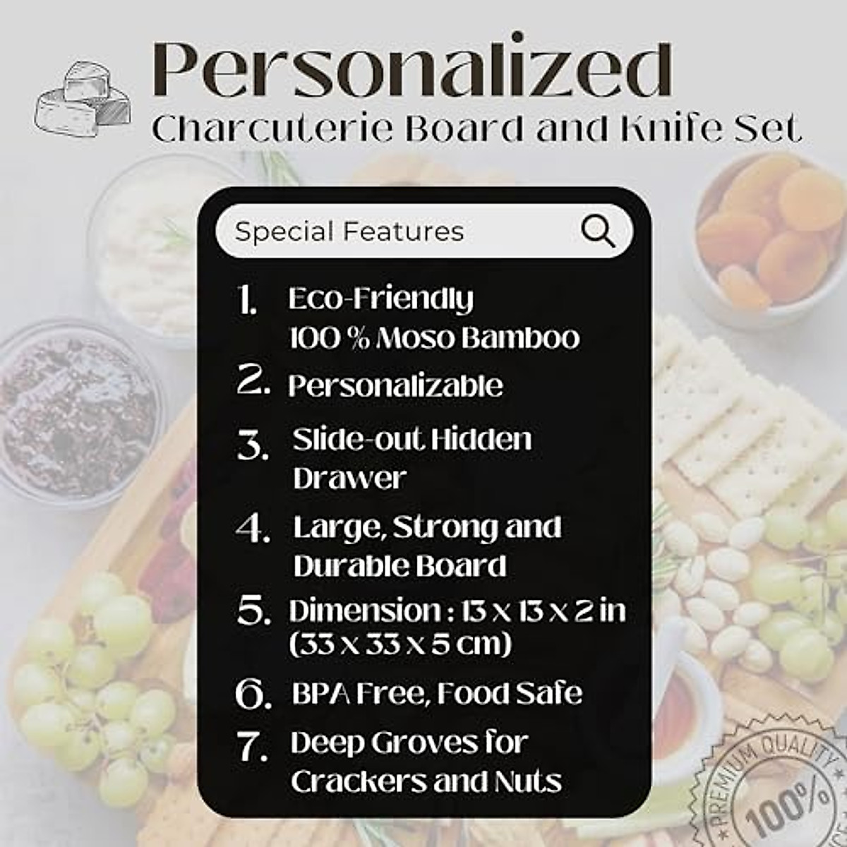 Personalized Charcuterie Board Large Cheese Board and Knife Set, Engagement Gifts, Customized Wedding Gifts for Couples Anniversary Gift Engraved Birthday Gifts for Women House Warming Gifts New Home