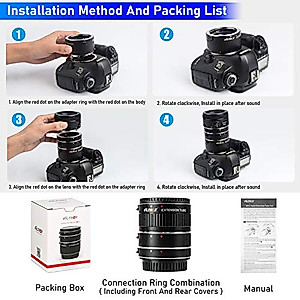 Viltrox Metal Mount Auto Focus Macro Extension Tube Ring Set 12mm 20mm 36mm for Canon EF & EF-S Lens DSLR Camera 760D 700D 90D 80D 70D 5D 6D 7D 1300D Rebel T6 T7 T5 T8i T7i T6i T6s T5i T4i SL3