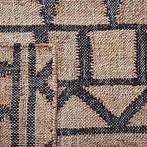 SAFAVIEH Kilim Collection 5' x 8' Natural / Charcoal KLM752A Handmade Moroccan Boho Jute & Cotton Area Rug