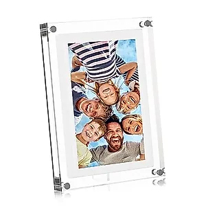 PiPivision 7-inch Digital Picture Frame, Acrylic Video Photo Frame with Auto Rotate Playback, 1GB Internal Memory and 1500mAh Battery, Supports 1024 * 600 Resolution, Ideal Desktop Decorations