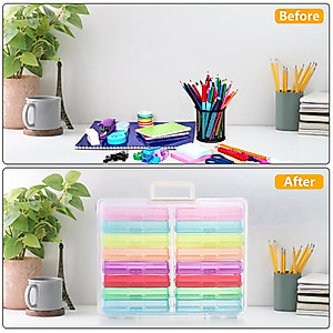 Goaste 4" x 6" Photo Cases and Clear Craft Keeper, 16 Inner Cases Plastic Storage Container Box, Extra Large Transparent Picture Organizer Boxes for Art Supplies, Stickers, Stamps, Seeds, Scrapbooking