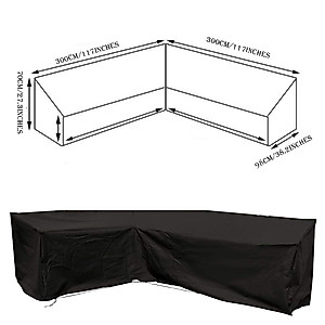 FLR Patio Furniture Cover 117x117Inches V Shaped Sectional Sofa Cover Waterproof Dustproof Furniture Protection Corner Sofa Cover for Outdoor Indoor Veranda