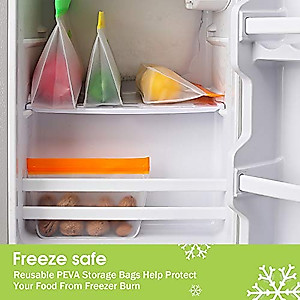 Reusable Storage Bags,GECOTY Upgraded [10-Pack] Reusable Food Bags BPA-free,Stand up Freezer Bags,Leak-proof Sandwich Bags Snack Bags for Picnic and Refrigerator Storage