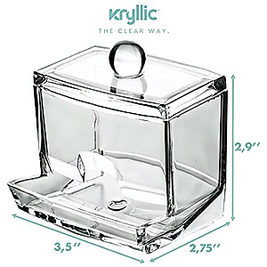 Kryllic Qtip Holder - Qtip Dispenser Cotton Swab Ball Pad Holder Compact Organizer Bathroom Jars Bathroom Containers Qtip Jar Storage Q Tip Holder
