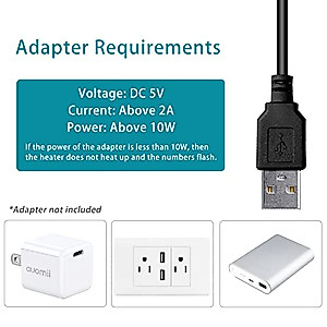 auomii USB Aquarium Heater,10/20/30W Adjustable Mini Fish Tank Heater, External Temperature Controller, LED Display, Used for 1-3 Gallon Tank