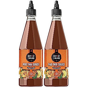 Best Of Thailand Authentic Pad Thai Sauce - Rich Tamarind Flavor, Tangy, Sweet, Savory | Ideal for Noodles, Stir-Fries [NO MSG] | Kosher, Fat-Free | 2-Pack 23.65 Fl Oz
