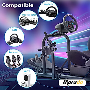 Marada Racing Simulator Cockpit Super Stable Support fit for Fanatec, PXN, Thrustmaster, Logitech G27, G29, G920, T500, CSL DD Adjustable Frame, Wheel Pedal Shifter Seat Not Include