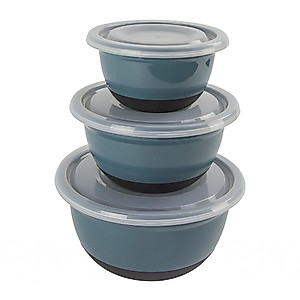Wisconic 6-Piece Non-Slip Bowl Set - Plastic, Durable Kitchenware, Dishwasher Safe - Made in the USA - Prussian Blue
