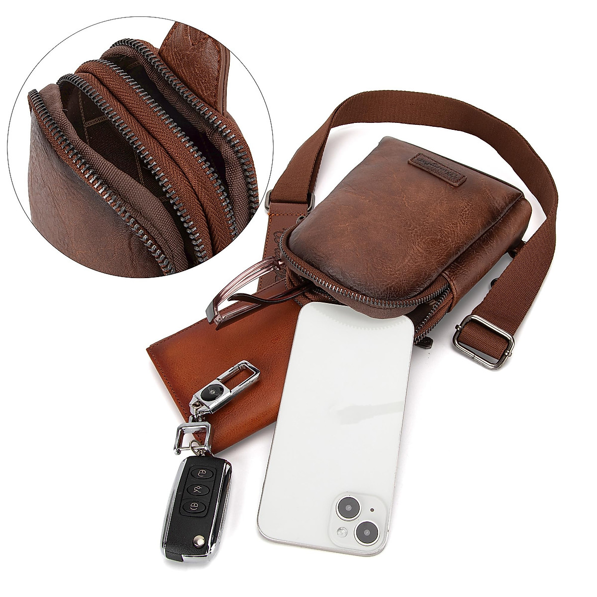 Wrangler Small Crossbody Sling Bags for Women Fanny Packs Chest Bag for Travel,WG87-210ADBR