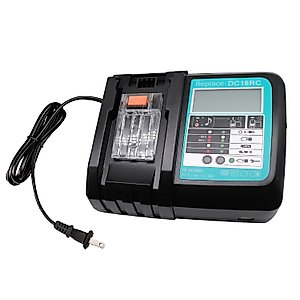 QCZRED 18V DC18RC Charger Replace for Makita Rapid Charger DC18RC DC18SD DC18SE for Makita 14.4V 18 Volt LXT Lithium-ion Battery BL1815 BL1860 BL1850 BL1840 BL1830 LXT-400