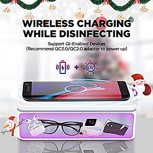 Cahot UV light Sanitizer Box, phone sanitizer with wireless charging, ultra-powerful 8 UV-C Sterilizer machine for Phone Toothbrush Nail Tools Jewelry and more