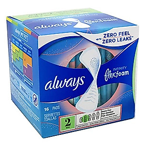 Always Pads Size 2 Infinity With Flex Foam 16 Count Heavy Flow (2 Pack)