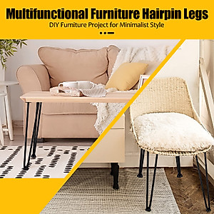 12 Pack Hairpin Legs 16 Inch Metal Table Legs Heavy Duty Desk Legs Furniture Legs Coffee Table Legs for Cabinet, Wardrobe, Side Table, Drawers, Nightstand, Bench with Floor Protectors and Screws