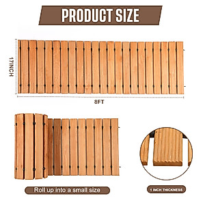 Tatuo 2 Pack Wooden Garden Pathway Roll Out Walkway Outdoor Path Wood Flooring Boardwalk Pavers for Garden Backyard Patio Beach Outdoor Wedding Party (17 Inch X 8 ft,Straight)