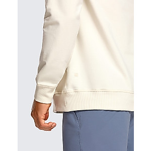 CRZ YOGA Hoodies for Men French Terry Hooded Sweatshirts Workout Athletic Casual Pullover Tops with Pocket White Apricot Medium