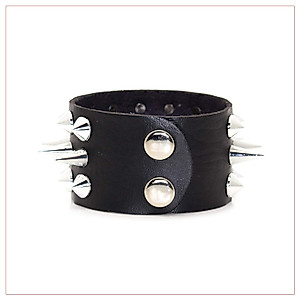 Nsitbbuery Punk Rivet Bracelet Spike Wide Leather Wristband Bracelet(ONESH)