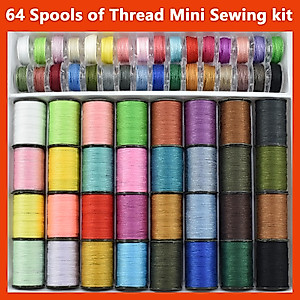 Renashed Sewing Kit with 100 Basic Sewing Accessories, 64 Spools of Thread Mini Sewing kit for Beginners,Traveller, Emergency, Whole Family to Mend and Repair