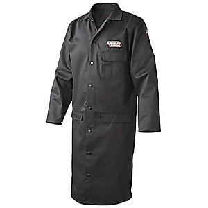 Lincoln Electric Welding Lab Coat | Premium Flame Resistant (FR) Cotton | 45" Length |Black | XL | K3112-XL