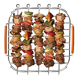 Bottone Stainless Steel Air Fryer Basket Barbecue Grill Holder Dehydrator Racks for Grill Fries Bacon Chicken Oven Press Cooker Air Fryer Square Grill Holder Basket Multiple Cooking Kitchen Appliance