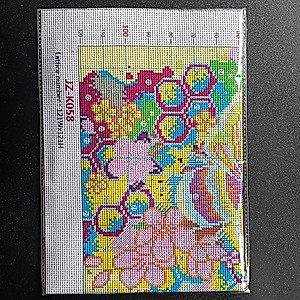 YMJD DIY Cross Stitch Embroidery Kit, 11CT Printed Embroidery Kit DIY Cross Stitch Embroidery Kit – Bee 36 x 36 cm