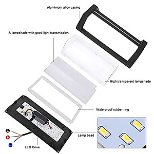 Phenas 10W LED Wall Sconce Light Outdoor Waterproof LED Wall Light Exterior LED Wall Lamp Black for Patio Porch Garden Courtyard Villa Terrace Hallway Stairs Balcony, Cool White