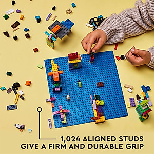 LEGO Classic Blue Baseplate Square 32x32 Stud Foundation to Build, Play, and Display Brick Creations, Great for Ocean and Water Landscapes, 11025