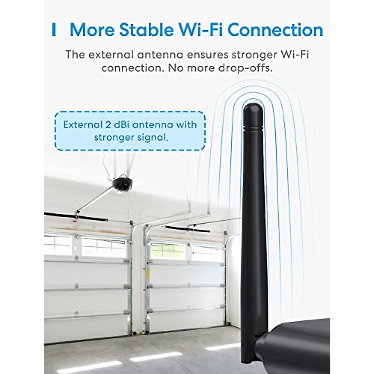 Smart Garage Door Opener Remote with External Antenna, Up to 3 Single Doors, Compatible with Apple HomeKit, Amazon Alexa, Google Assistant, SmartThings, App Control, No Hub Needed