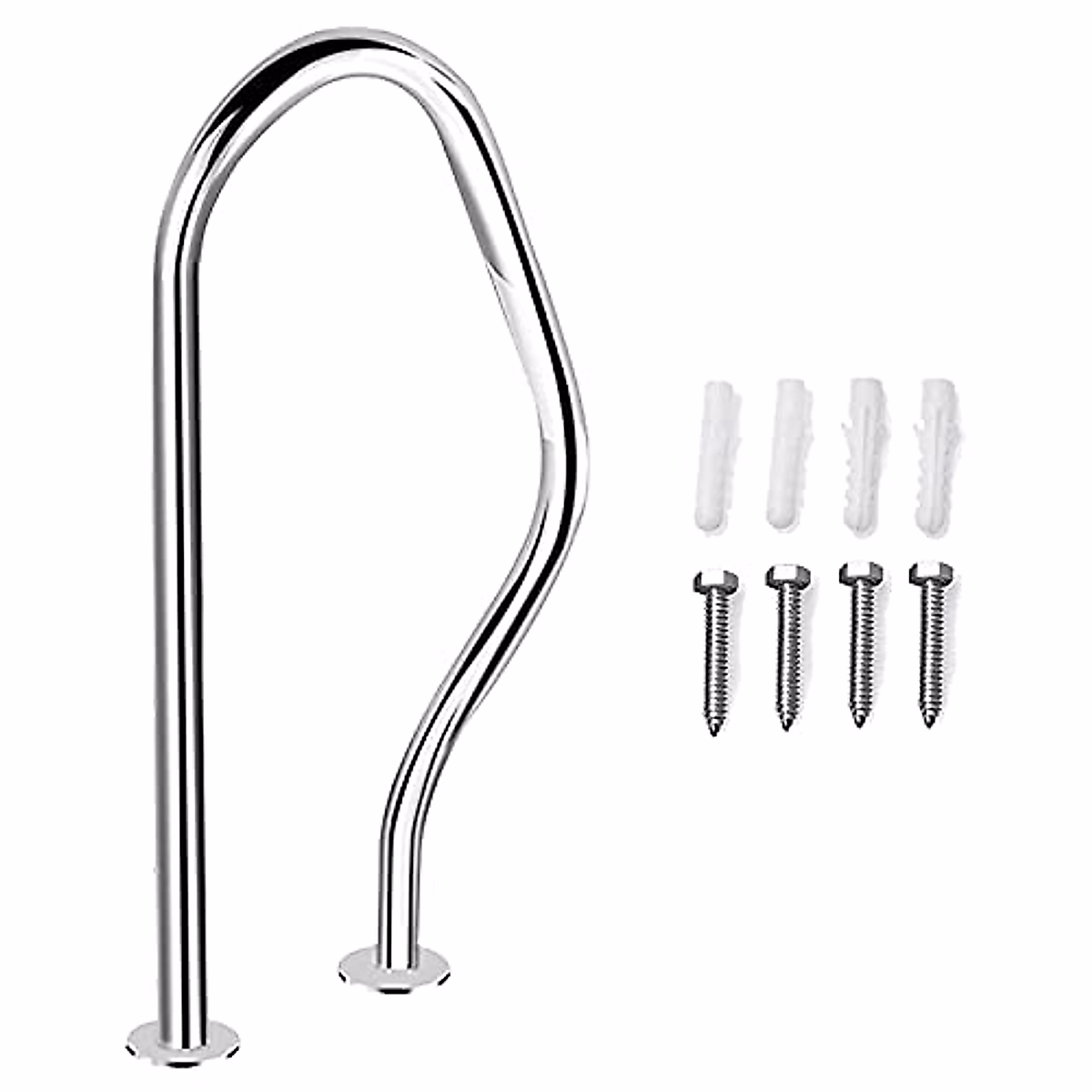 BTZHY Pool Handrails 3-Bends Easy Mount Hand Rail, 304 Stainless Steel Swimming Pool Handrail for Inground Pools Entrances and Garden Backyard Pools