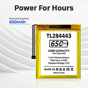 TL284443 Battery, 650mAh (2024 Upgraded) High Capacity Li-ion Polymer Replacement Battery for Nest Learning Thermostat 2nd 3rd, fit T3007ES,T3008US, T4000E Smart Home Battery with Repair Tool Kits