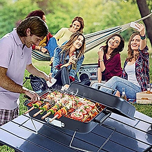 Portable Gas BBQ Grill, Outdoor Grill And Stove, Small Gas Barbecue, for Garden, Patio, Backyard, Camping, Black