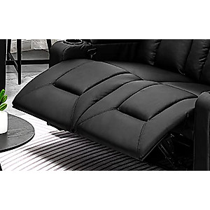 COMHOMA Recline Chair Set，Furniture 3PC Bonded Leather Recliner Set Living Room Set, Sofa with massger(Black, 3+2+1)