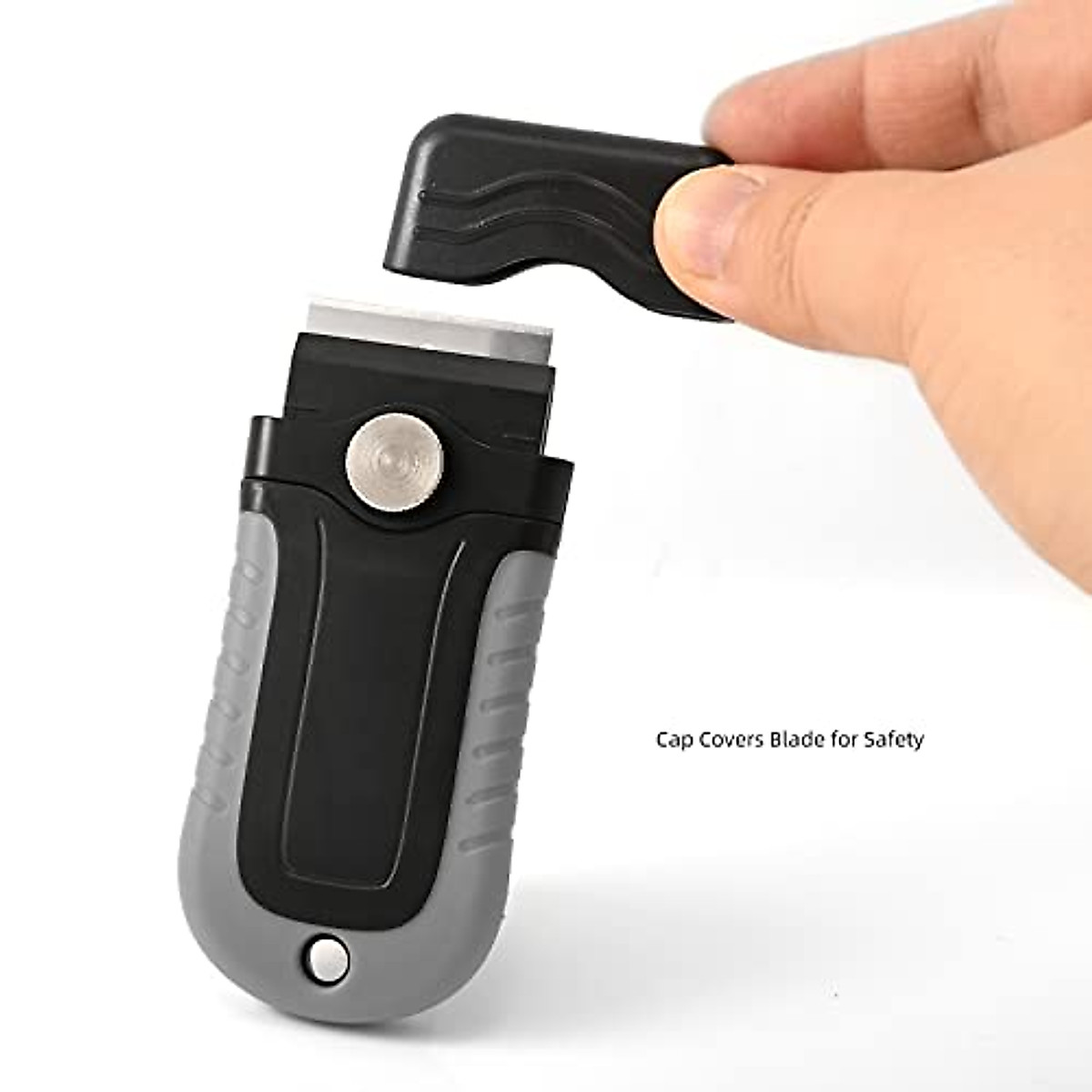 FOSHIO 2 Pack Grey Razor Blade Scraper with 20PCS Extra Razor Blades, Stainless Steel & Carbon Steel Single Edge Razor Blade Scraper Tool for Decals, Stickers, Labels, Caulk, Adhesive, Paint Removal