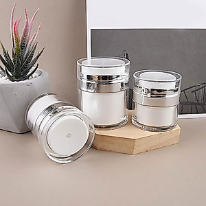 Uonlytech 3pcs Press Cream Jar Refillable Travel Jars Lotion Pump Bottle Airless Pump Jars Lotion Cosmetics Bottle Sunscreen Face Lotion Airless Sub Cream Jars Pp Empty Lotion