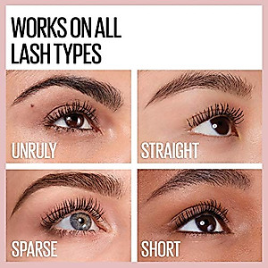 Maybelline Lash Sensational Washable Mascara, Lengthening and Volumizing for a Full Fan Effect, Blackest Black, 1 Count