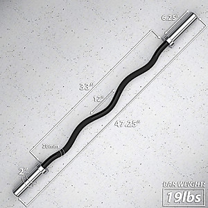 Synergee Commercial EZ Curl Olympic Bar Chrome Sleeves and Black Phosphate Shaft Excellent for Bicep Curls and Triceps Extensions