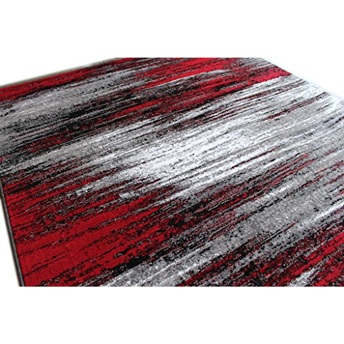 Masada Rugs, Modern Contemporary Area Rug, Red Grey Black (8 Feet X 10 Feet) Large Livingroom, Bedroom, Office Rug