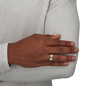 PalmBeach Yellow Gold Ion-Plated Stainless Steel Two Tone Footprints in The Sand Ring (7mm) Sizes 6-14 Size 6