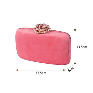 Women Velvet Evening Clutch Bag Beaded Flower Top Cocktail Party Handbag(Mint)