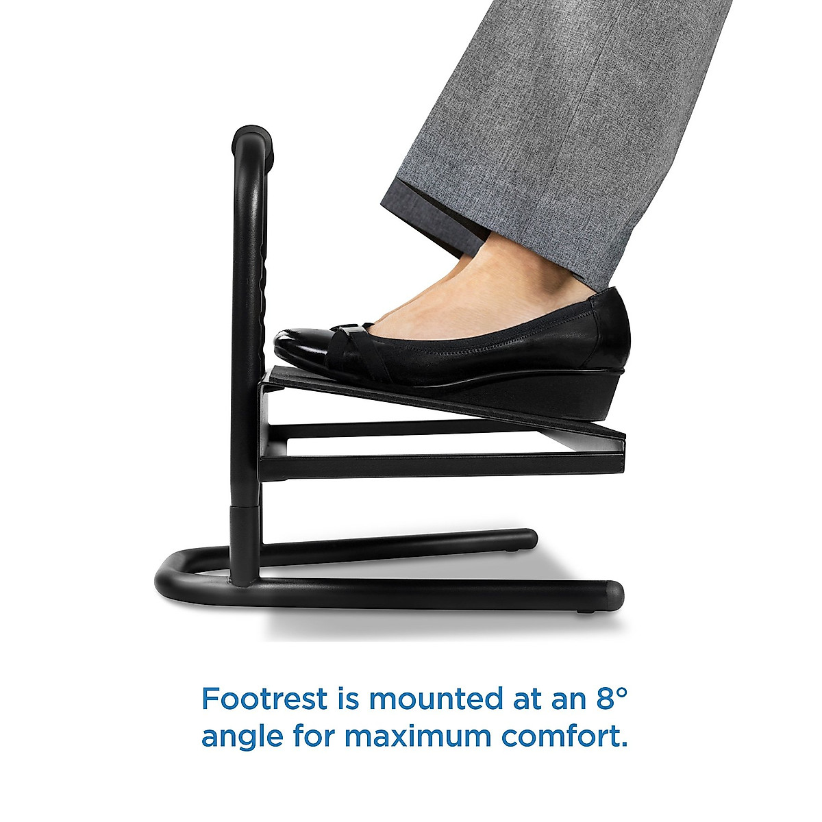 Mount-It! Height Adjustable Foot Rest for Standing and Sitting, Freestanding Under The Desk Footrest with Handle and Six Height Settings, Anti-Slip Padded Surface,Black