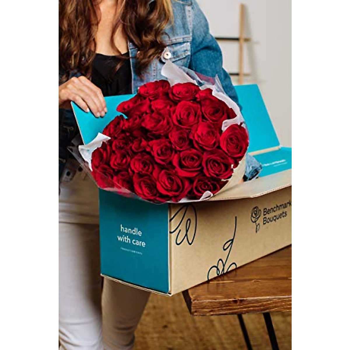 Benchmark Bouquets 2 Dozen Red Roses, With Vase (Fresh Cut Flowers)