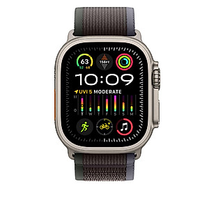 Apple Watch Band - Trail Loop (49mm) - Blue/Black with Rugged Titanium Finish - M/L