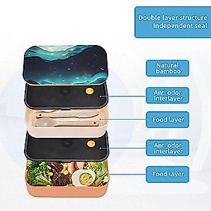 Science Fiction Stars Adult Lunch Box, Bento Box, With Cutlery Set Of 3, 2 Compartments, Rectangular, Lunch Box For Adults