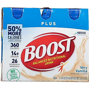 BOOST Plus Balanced Nutritional Drink, Very Vanilla, 8 FL OZ (Pack of 6)