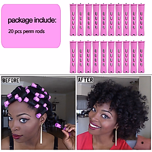 20pcs Women's Perm Rods Set for Natural Hair: 2 Sizes Cold Wave Hair Rollers for Curling and Styling All Hair Lengths - DIY Hairdressing Tools (Purple)