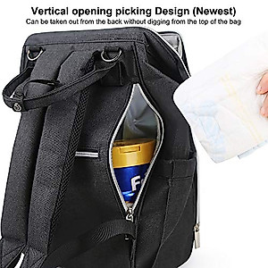 Diaper Bag Backpack,Multifunction Travel Maternity Baby Nappy Changing Bags with USB Charging Port (Dark Black)