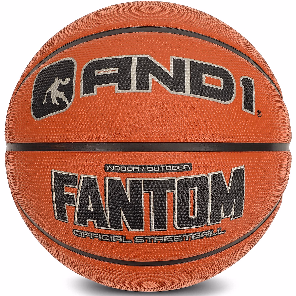 AND1 Fantom Rubber Basketball - Official Size Streetball, Made for Indoor and Outdoor Basketball Games - Sold Deflated (Pump NOT Included), Orange, Size 7