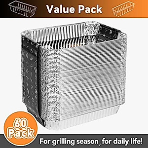 SHINESTAR 60-Pack Drip Pans for Weber, Grill Accessories for Weber Genesis, Spirit, Q Series, Disposable Aluminum Foil Grease Tray Liners, 8.5 x 6 Inch