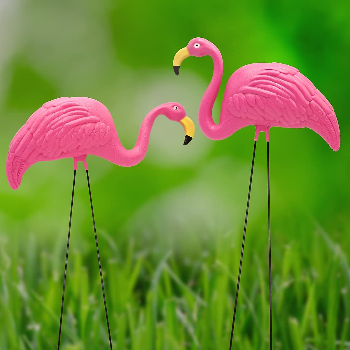 4E's Novelty Pink Flamingos Yard Decorations Large 23" [Set of 2] Outdoor Garden Flamingo Statue Ornament Lawn Decor