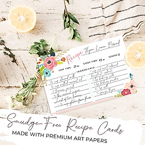 Set of 50 Premium Recipe Cards 4x6 Double Sided, Kitchen Recipe Card Set, Plenty of Blank Writing Space, Matte Non-Smudge thick Paper Cards for Weddings, Bridal Showers Baby Showers Housewarming Gifts