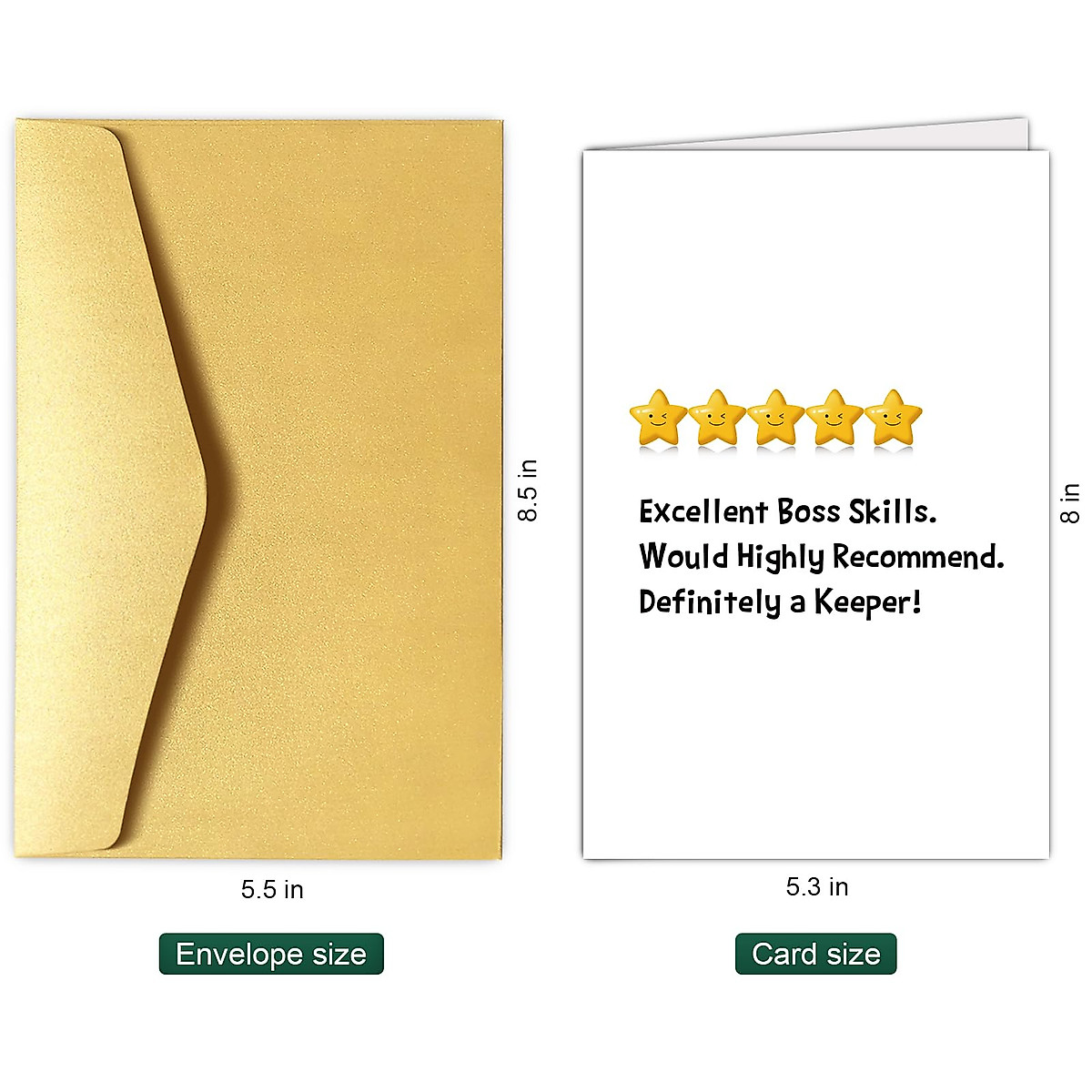 Chenive Funny Boss Day Card for Boss, Boss Birthday Card for Men Women, Appreciation Card from Staff Employee, Boss Gift, 5 Star Excellent Boss Skills Card